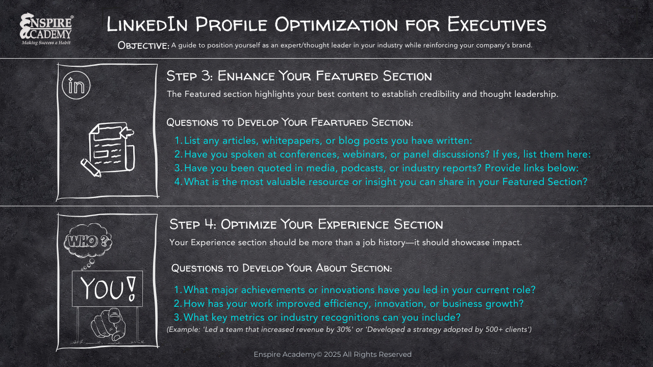 Linkedin Profile Optimization - Featured & Experience Section - Enspire ...